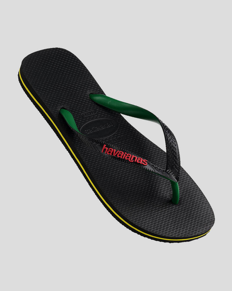 Shop Havaianas Top Rubber Logo Mix Thongs In Black/green - Fast ...