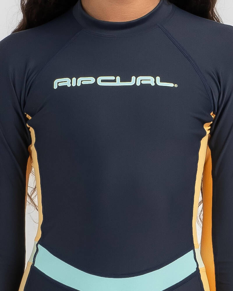 Shop Rip Curl Girls' Block Party Long Sleeve Surfsuit In Navy - Fast ...