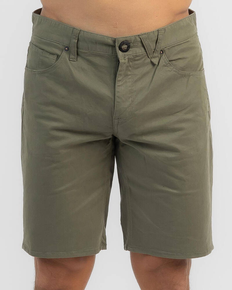 Shop Volcom Solver Lite 5 Pocket Shorts In Army Green Combo - Fast ...