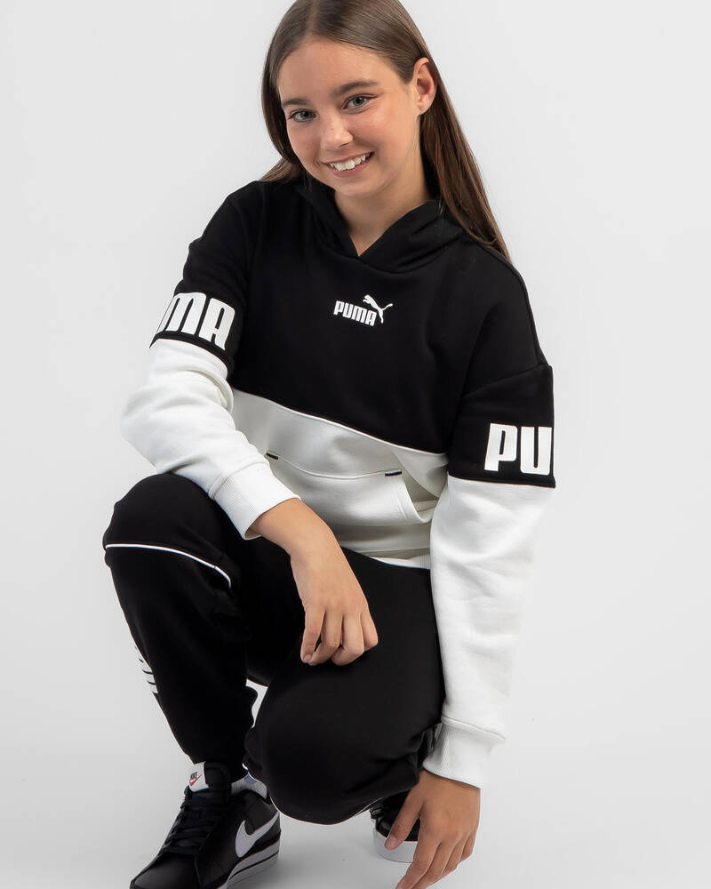 Puma Girls' Power Colourblock Hoodie In Puma Black - FREE* Shipping ...