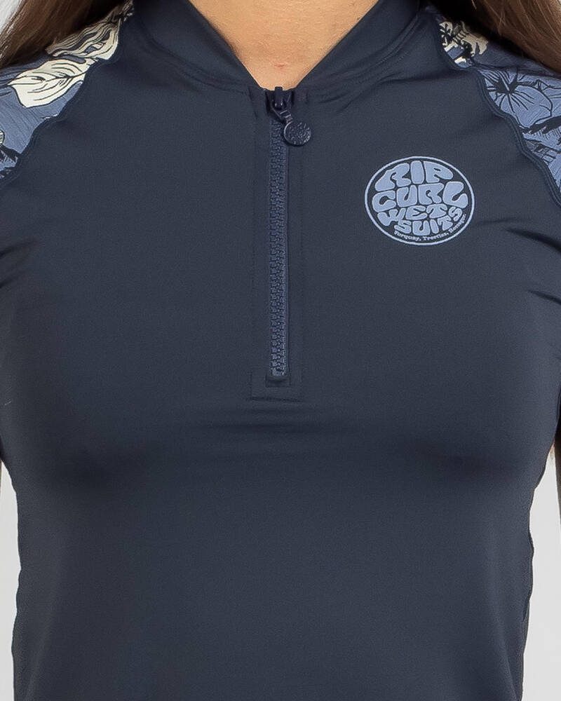 Shop Rip Curl Surf Treehouse Cap Sleeve Rash Vest In Navy - Fast ...