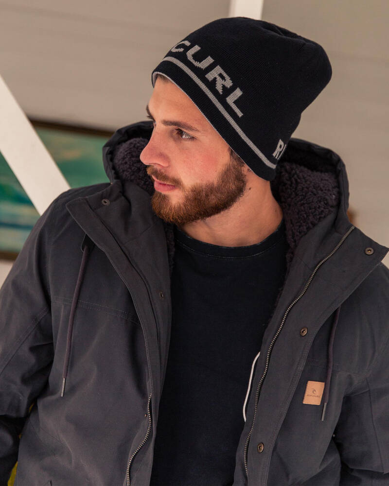 Shop Rip Curl Revo Station Skull Beanie In Black/grey - Fast Shipping ...