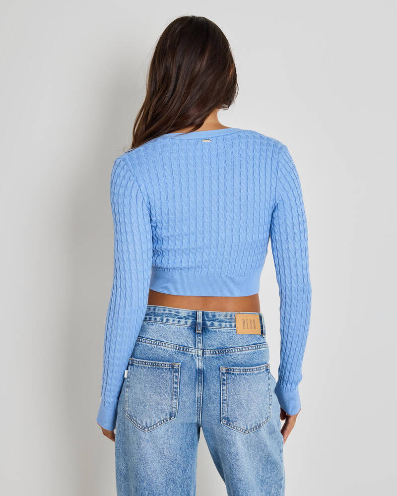 Shop Ava And Ever Francesca Crop Knit Cardigan In Blue - Fast Shipping ...