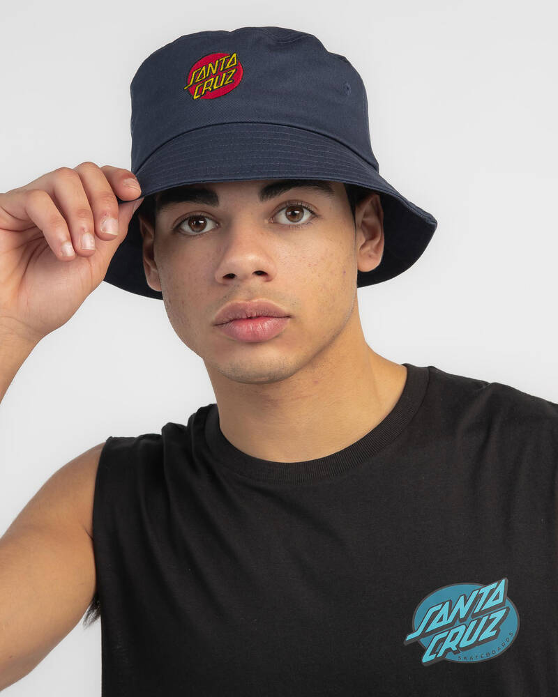 Shop Santa Cruz Classic Dot Bucket Hat In Navy - Fast Shipping & Easy ...