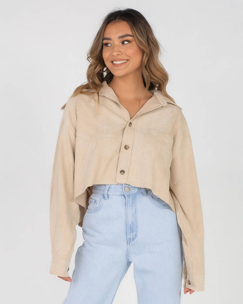 Shop Mooloola Miller Shirt In Washed Beige - Fast Shipping & Easy ...
