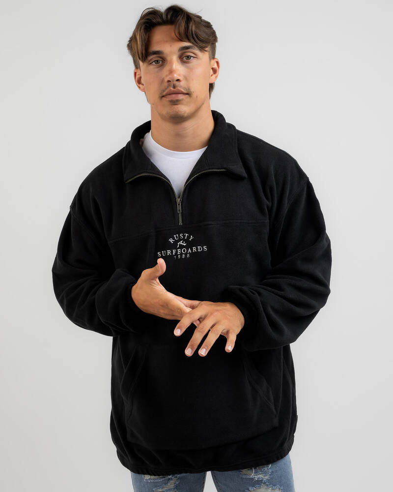 Shop Rusty Middle Section Quarter Zip Polar Fleece Sweatshirt In Black ...