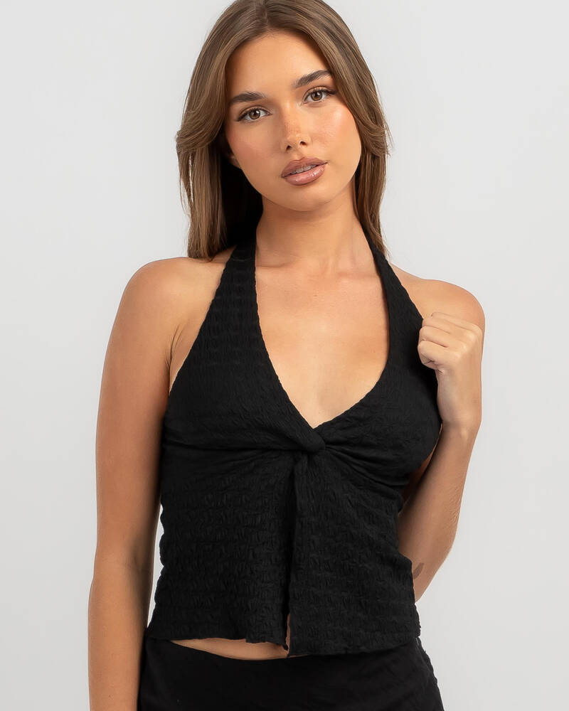 Shop Ava And Ever Ange Split Halter Top In Black - Fast Shipping & Easy ...