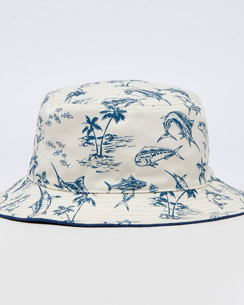 Shop Salty Life Trawler Reversible Bucket Hat In Stone/navy - Fast ...