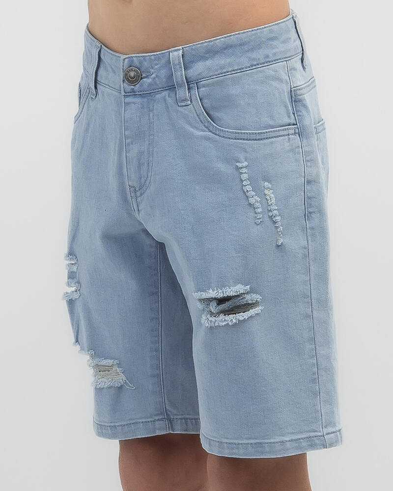 Shop Skylark Boys' Evident Denim Walk Shorts In Light Blue - Fast ...