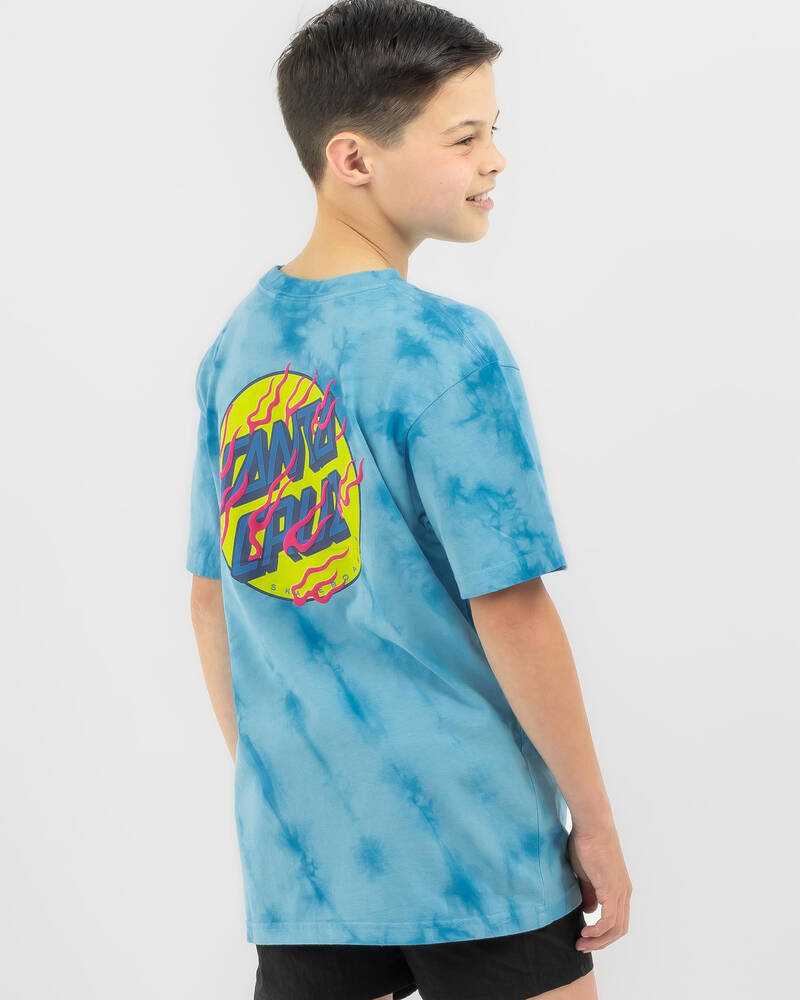 Shop Santa Cruz Boys' Inferno Stacked Strip Dot T-Shirt In Torquiose ...