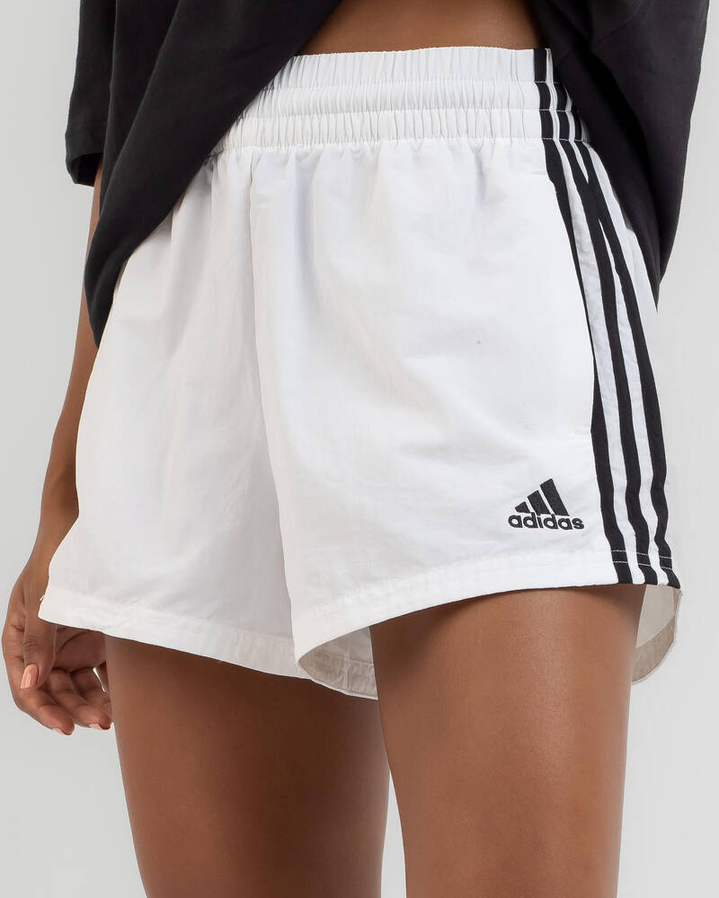 Adidas Essentials 3 Stripe Woven Shorts In White/black | City Beach ...