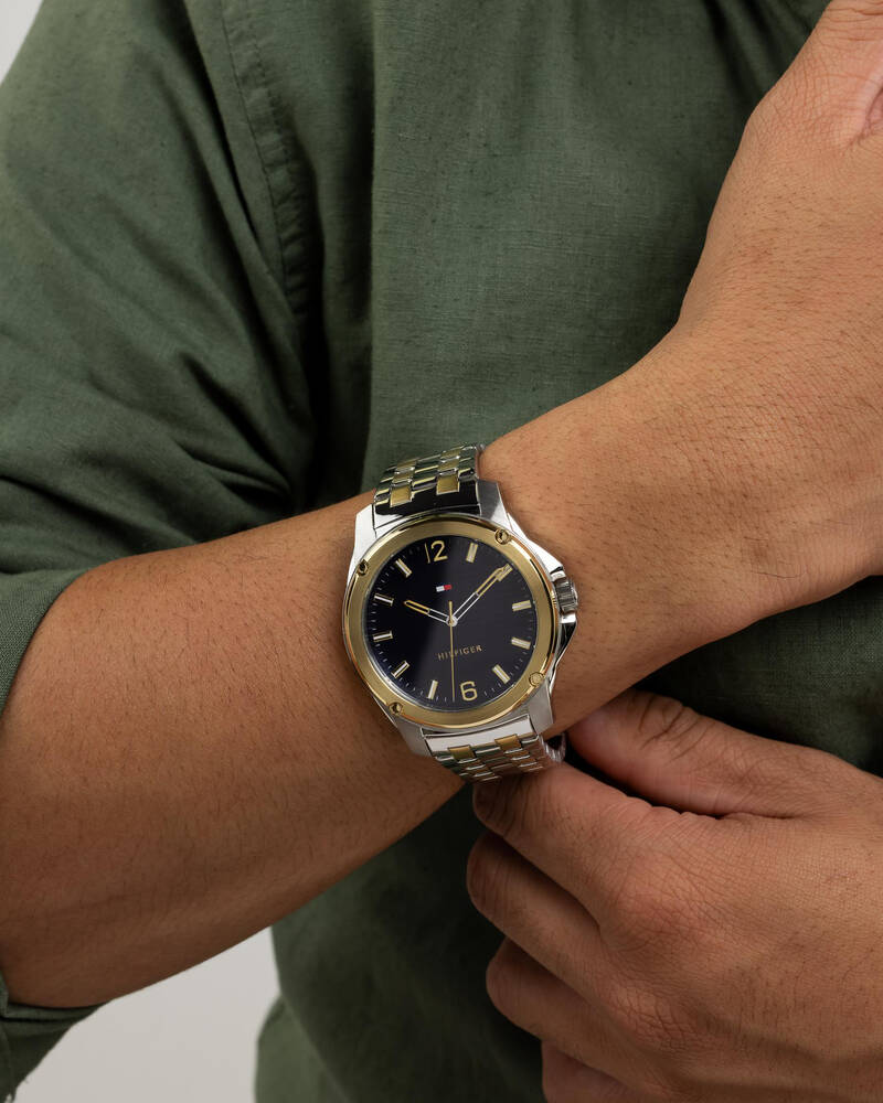 Shop Tommy Hilfiger Jason Watch In Silver / Navy / Gold - Fast Shipping ...