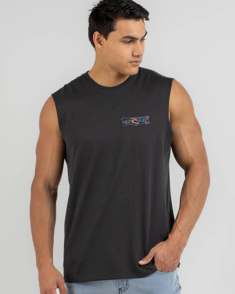 Shop Rip Curl Fader Shield Muscle Tank In Washed Black - Fast Shipping ...