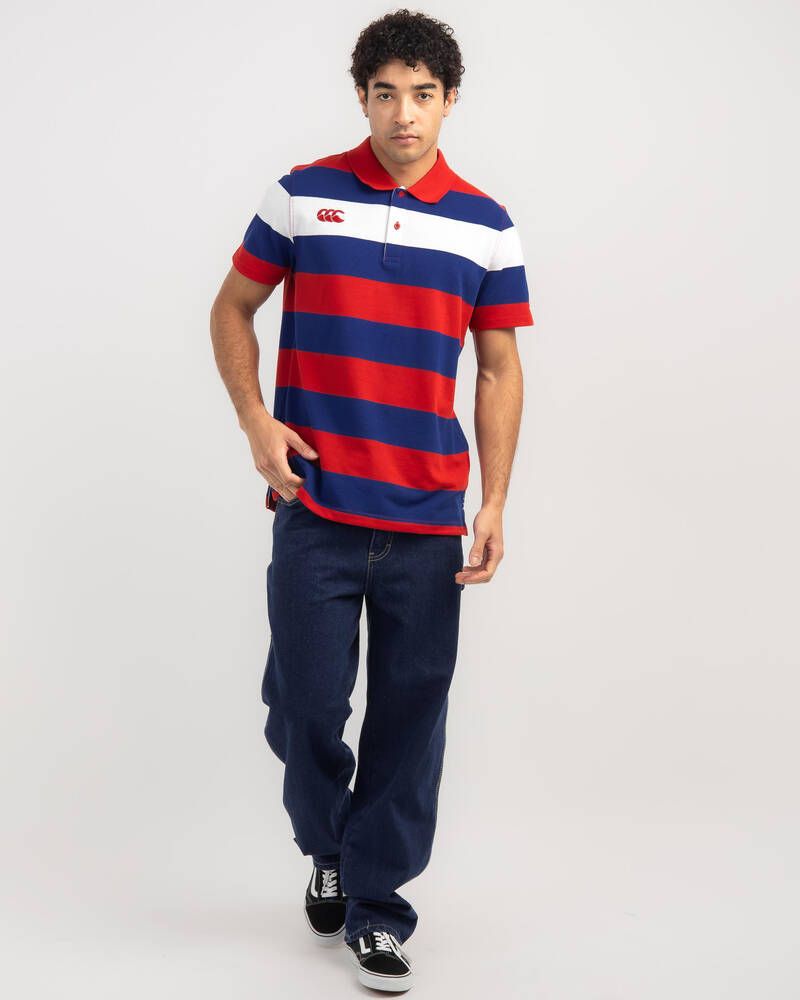 Shop Canterbury Engineered Stripe Polo T-Shirt In Formular One - Fast ...