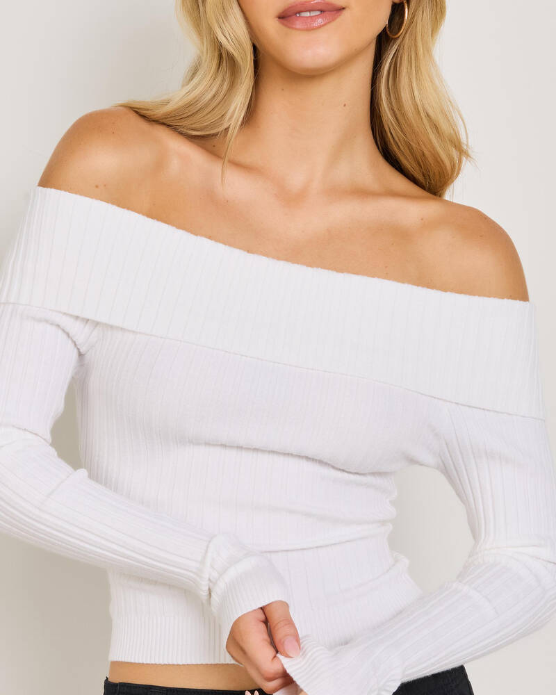 Shop Ava And Ever Ari Off Shoulder Knit Top In Cream - Fast Shipping ...