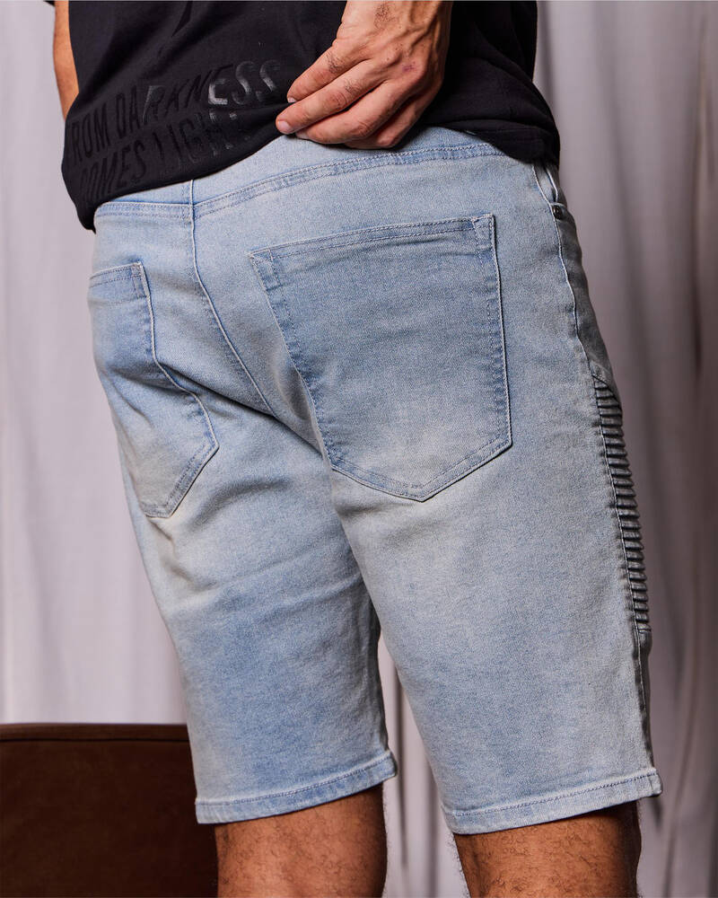 Shop Lucid Rome Denim Walk Shorts In Lt Blue - Fast Shipping & Easy ...