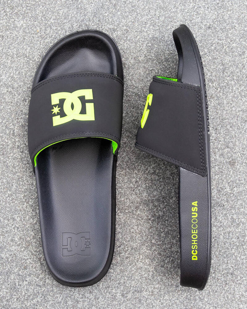 Shop DC Shoes DC Slide SE Slides In Black/green - Fast Shipping & Easy ...