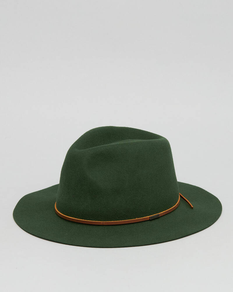 Shop Brixton Wesley Packable Fedora In Moss - Fast Shipping & Easy ...