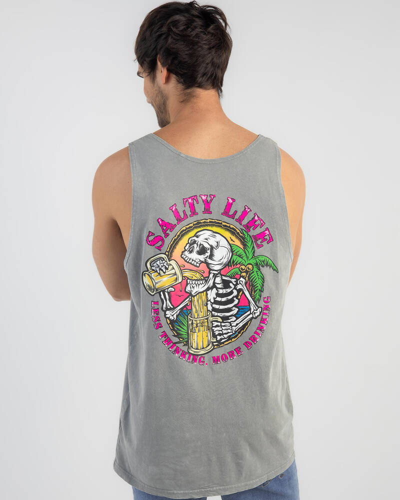 Shop Salty Life Skull Duggery Singlet In Light Grey Acid - Fast ...