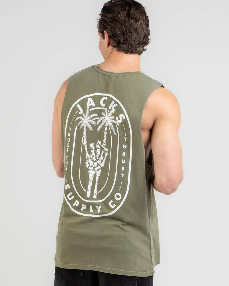 Shop Jacks Knuckle Muscle Tank In Olive Acid - Fast Shipping & Easy ...