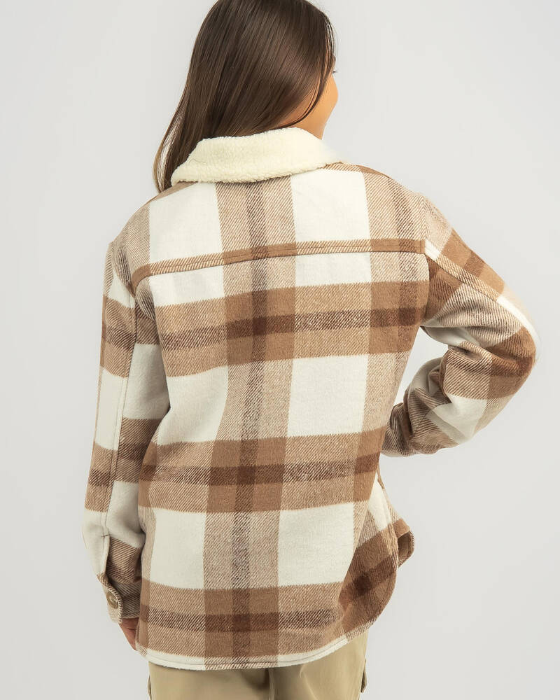 Shop Ava And Ever Girls' Bobbie Shacket In Taupe - Fast Shipping & Easy ...