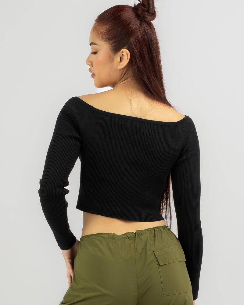 Shop Thanne Loyal Off Sholder Knit Top In Black - Fast Shipping & Easy ...