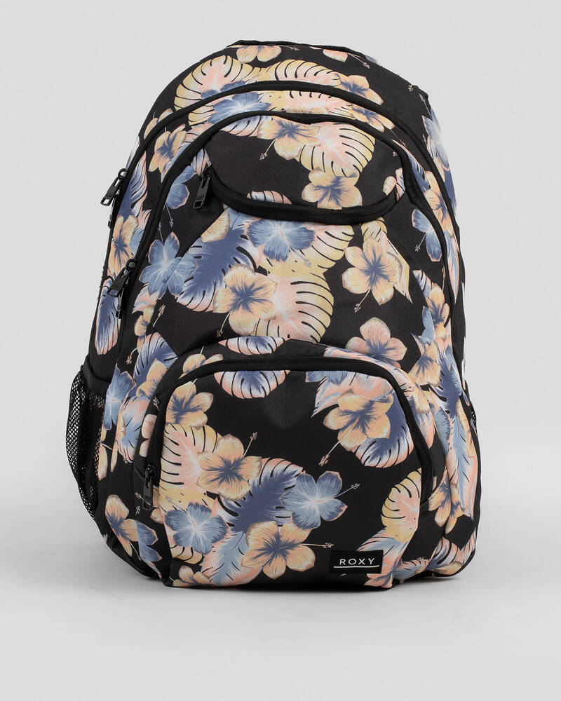Shop Roxy Shadow Swell Printed Backpack In Anthracite Reef Flowers ...
