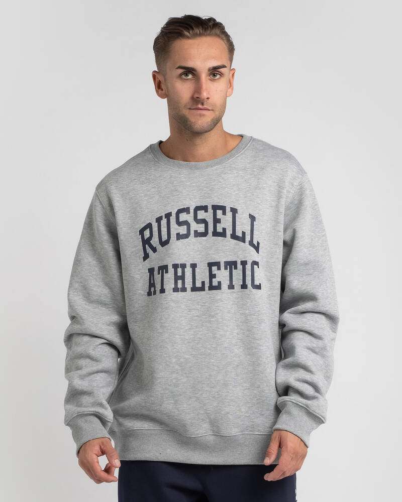 Shop Russell Athletic Arch Logo Crew Sweatshirt In Ashen Marle - Fast ...