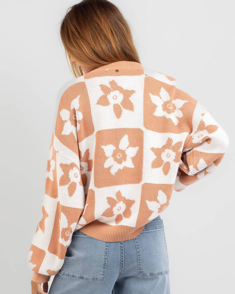 Shop Roxy Million Glory Knit Cardigan In Snow White One Love Check ...