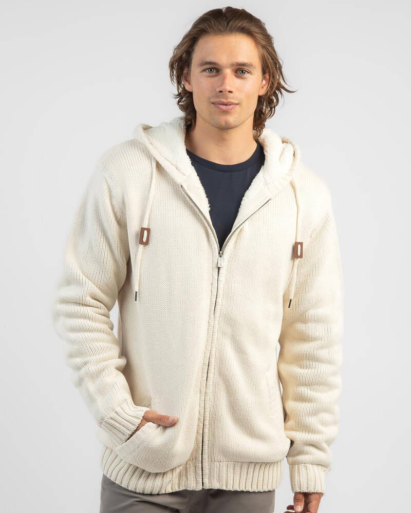 Shop Skylark Border Hooded Knit Jacket In Cream - Fast Shipping & Easy ...