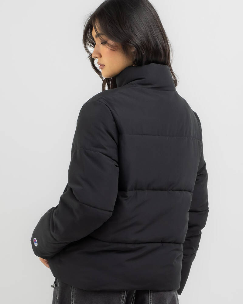 Champion Rochester Athletic Puffer Jacket In Black - Fast Shipping ...