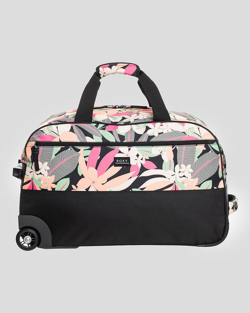 Shop Roxy Feel It All Large Wheeled Travel Bag In Anthracite Palm Song ...