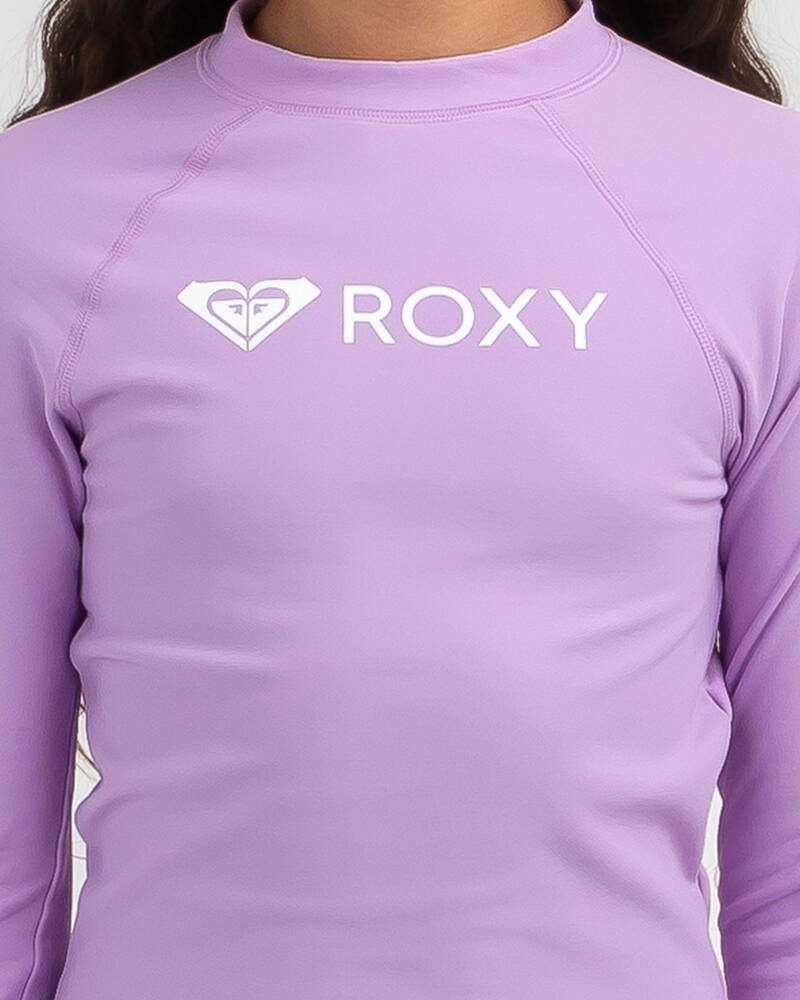 Shop Roxy Girls' Heater Long Sleeve Lycra Rash Vest In Crocus Petal ...