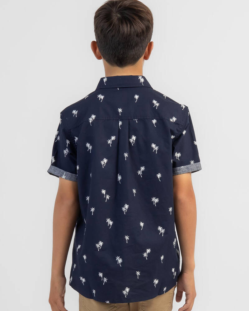 Shop Rip Curl Boys' Paradise Palms Short Sleeve Shirt In Navy - Fast ...