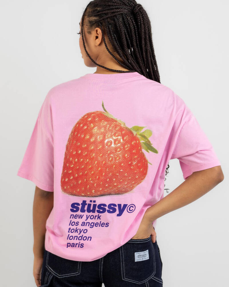 Shop Stussy Strawberry Relaxed T-Shirt In Pigment Pink - Fast Shipping & Easy Returns - City ...