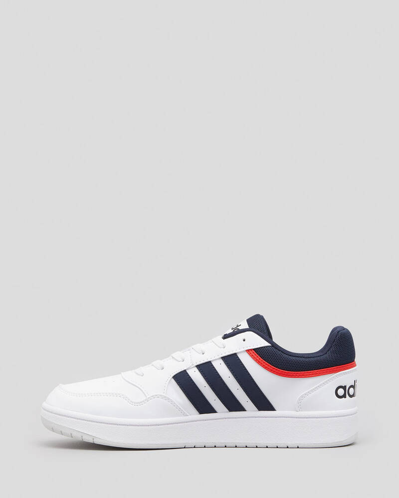 Shop adidas Hoops 3.0 Shoes In Ftwr White/legend Ink/vivid Red - Fast ...