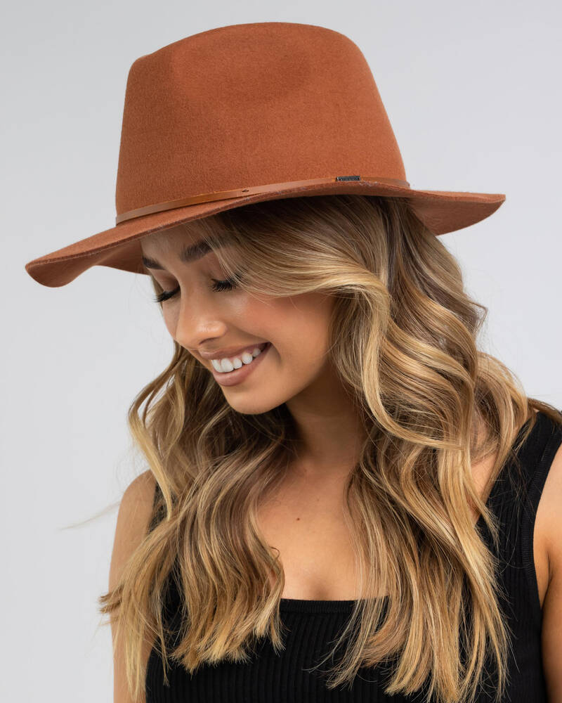 Shop Brixton Wesley Packable Fedora In Caramel - Fast Shipping & Easy ...