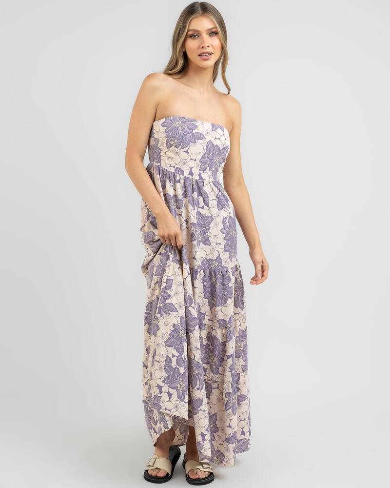Shop Mooloola Blaize Maxi Dress In Alabaster/purple - Fast Shipping ...