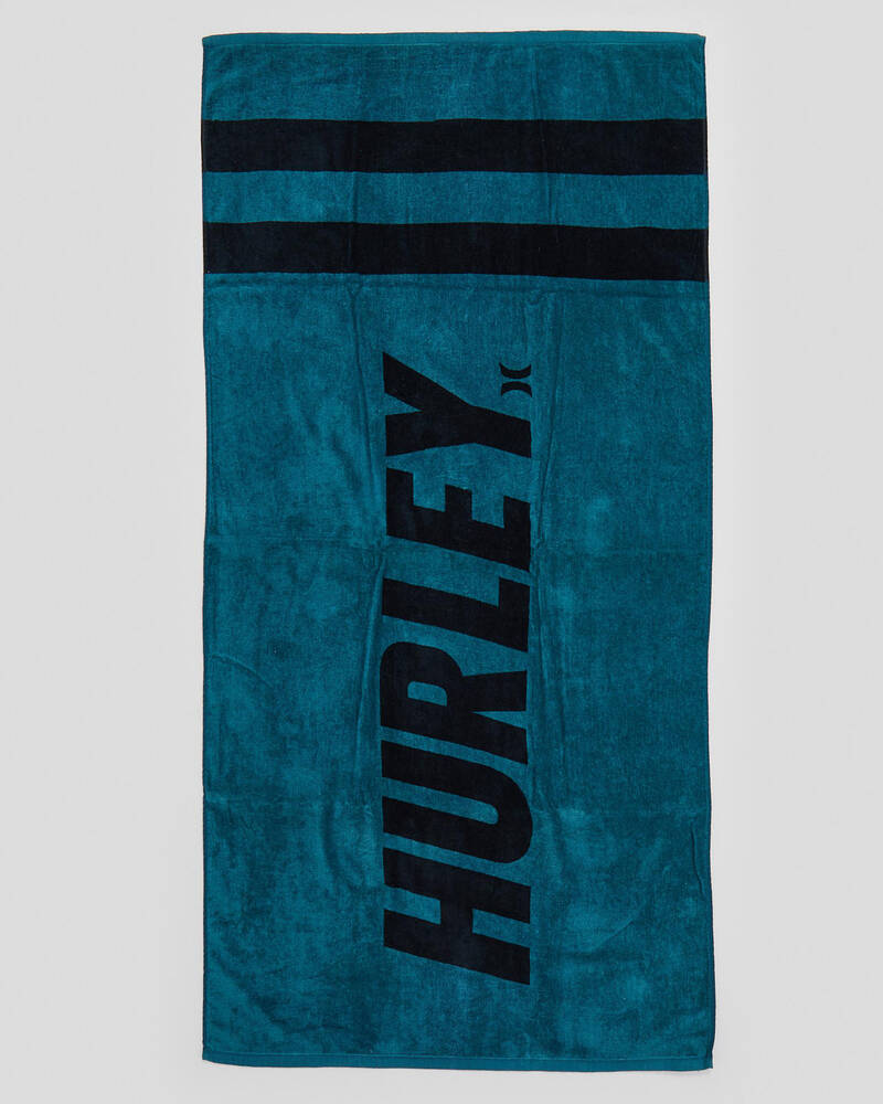 Shop Hurley Fastlane 2 Stripe Towel In Hasta - Fast Shipping & Easy ...