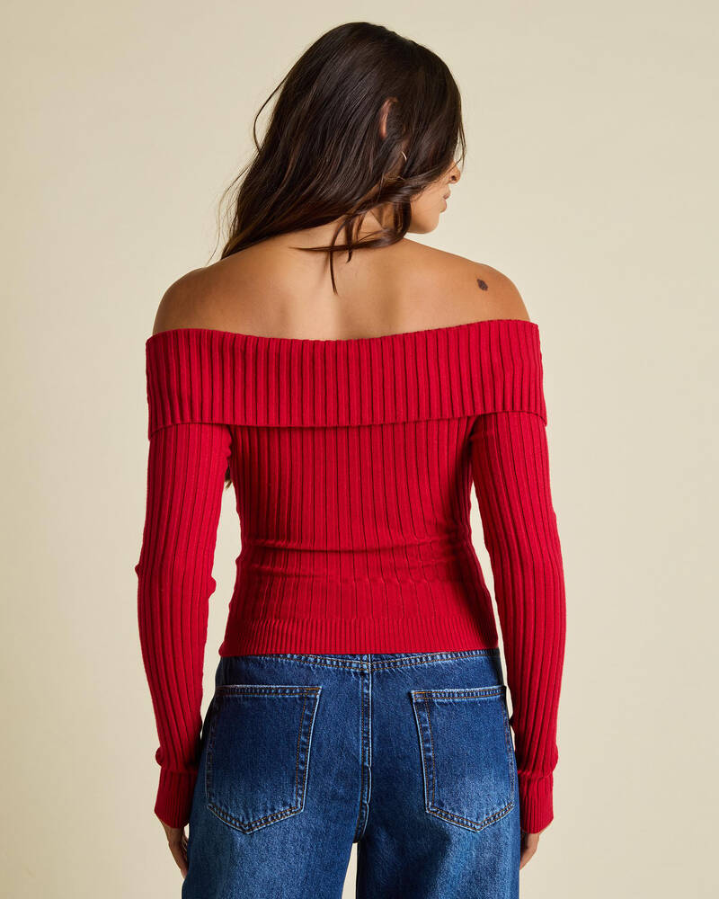 Shop Ava And Ever Ari Off Shoulder Knit Top In Berry - Fast Shipping ...