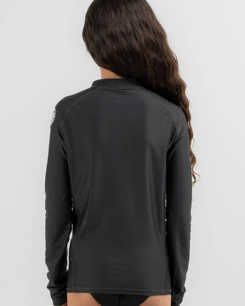 Shop Rip Curl Girls' Classic Surf Long Sleeve Rash Vest In Black - Fast ...
