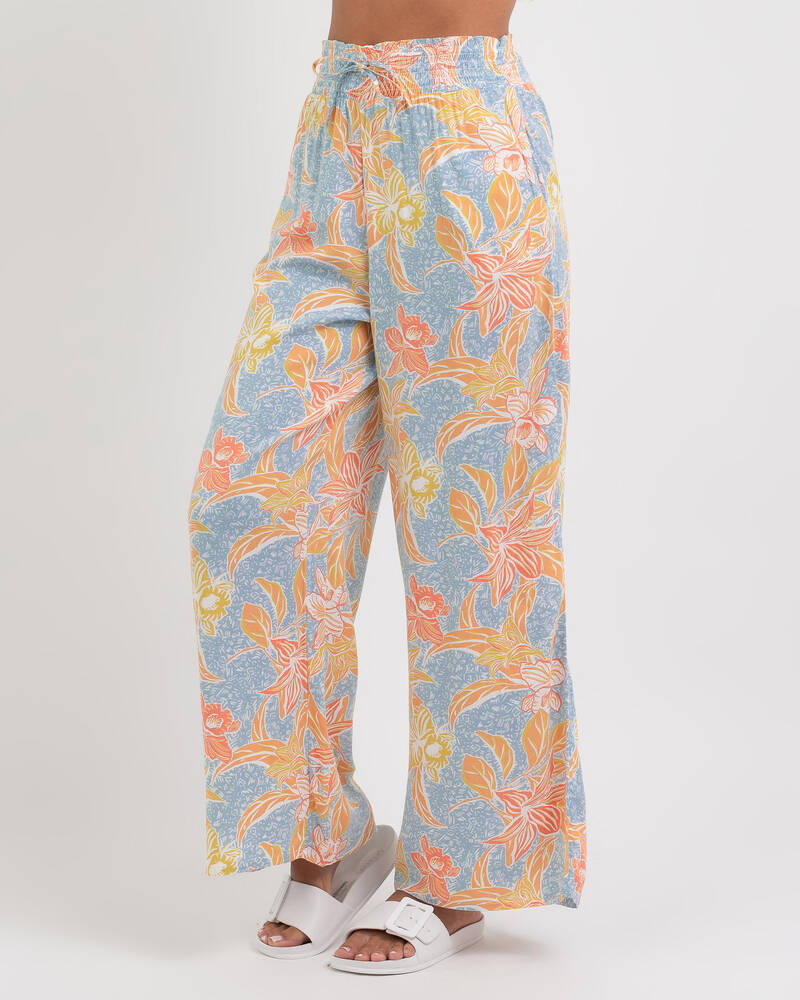 Shop Roxy Inside Rhythm Beach Pants In Cool Blue Island Time - Fast ...