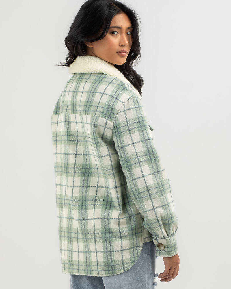 Shop Ava And Ever Bobbie Shacket In Cream/sage - Fast Shipping & Easy ...