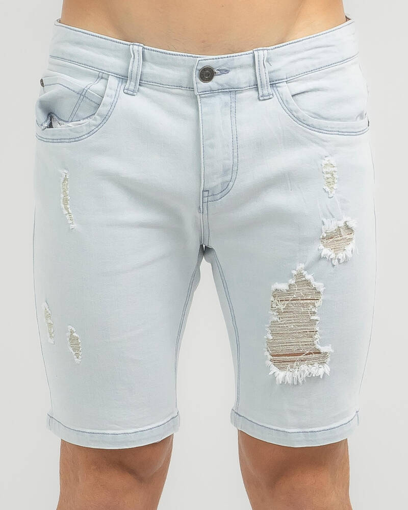 Shop Lucid Fire Up Denim Shorts In Lt Blue - Fast Shipping & Easy ...