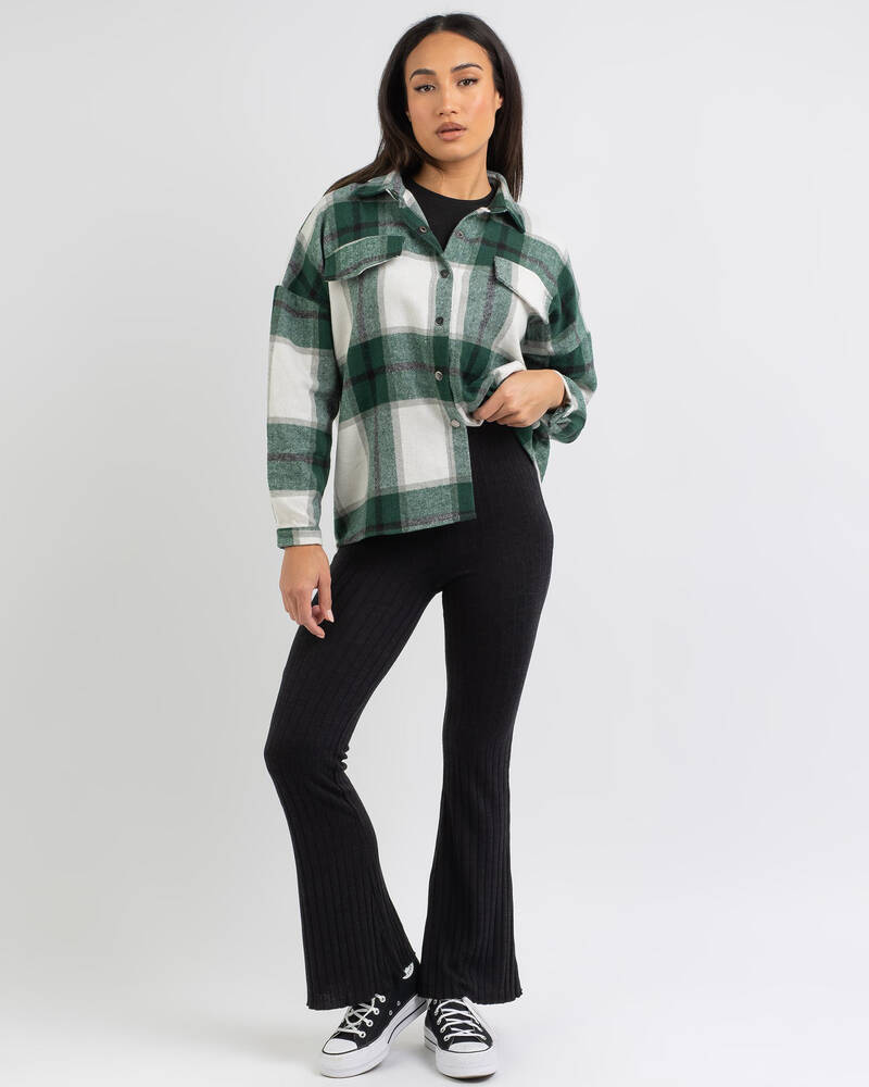 Shop Ava And Ever Chase Shacket In Green/white - Fast Shipping & Easy ...