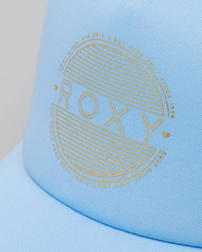 Shop Roxy Brennan Trucker Cap In Placid Blue - Fast Shipping & Easy ...