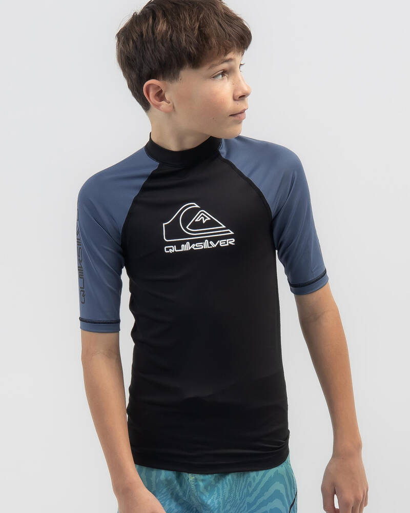 Shop Quiksilver Boys' On Tour Short Sleeve Rash Vest In Bering Sea ...