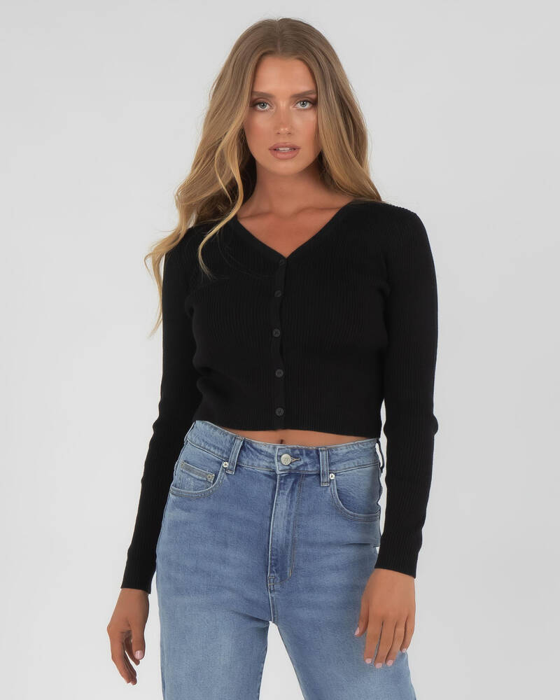 Shop Mooloola Amber Knit Cardigan In Black - Fast Shipping & Easy ...