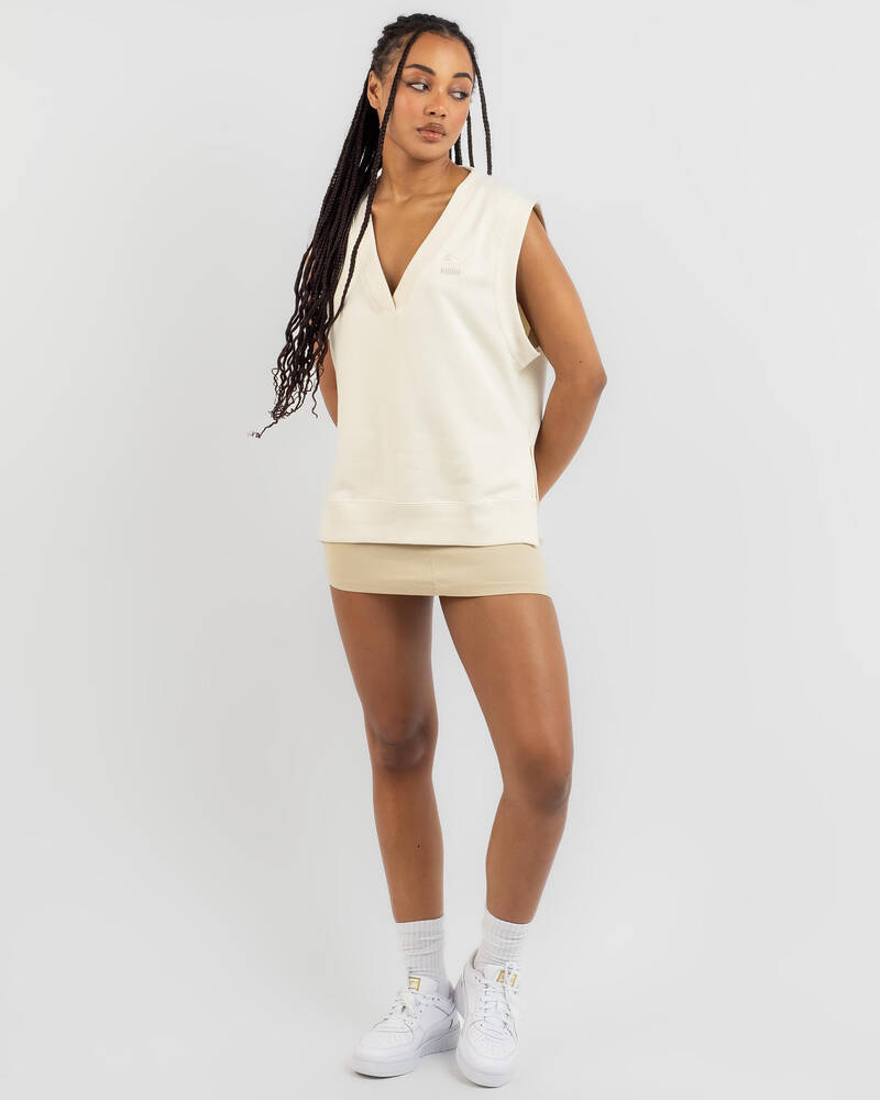 Shop Puma Classics V-Neck Vest In Cream - Fast Shipping & Easy Returns ...