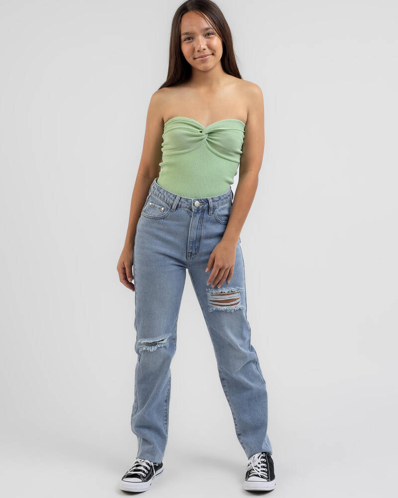 Shop Mooloola Girls' Bianca Knit Tube Top In Sage - Fast Shipping ...